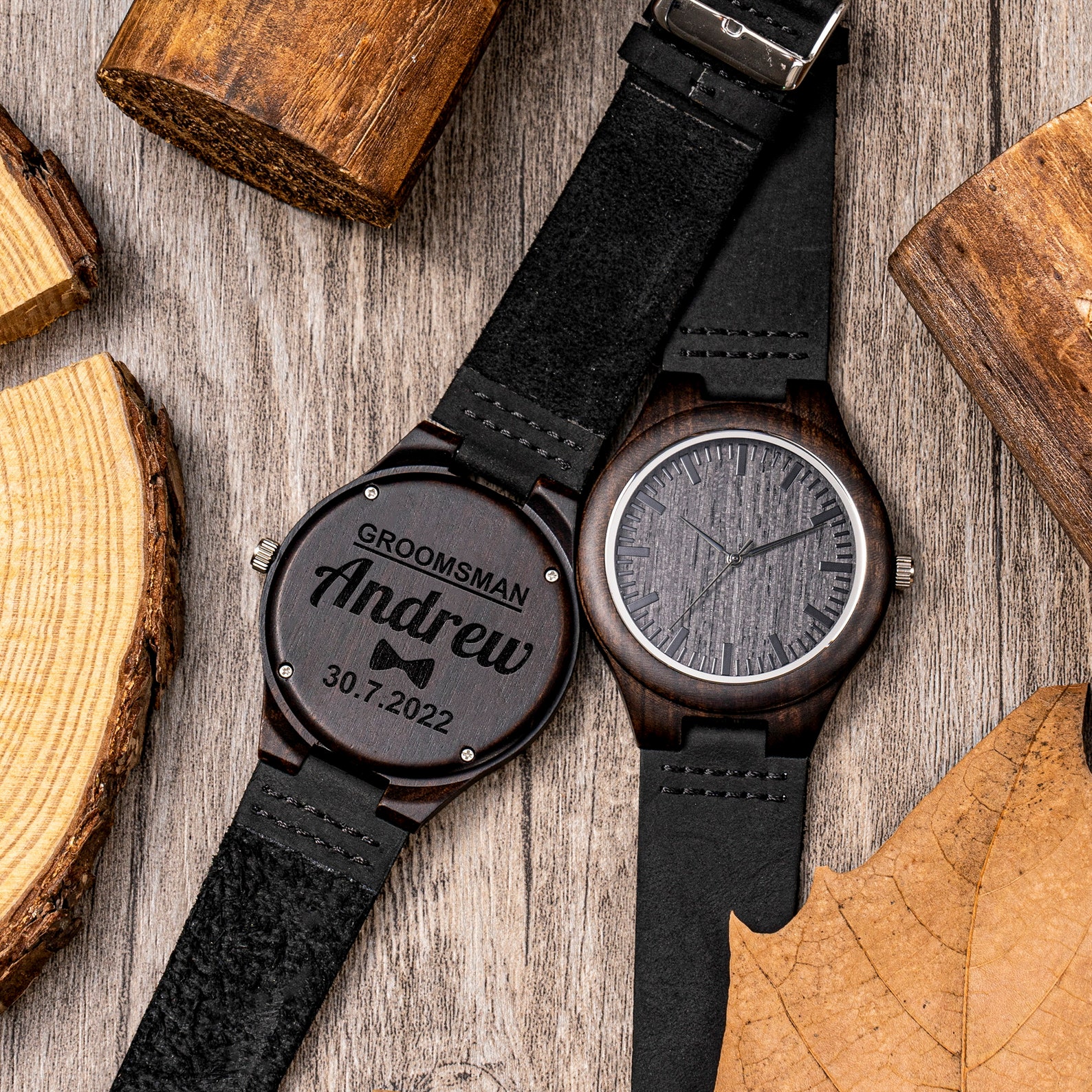 Personalized Wooden Watches for Men, Custom Mens Watch With Wooden Box ...