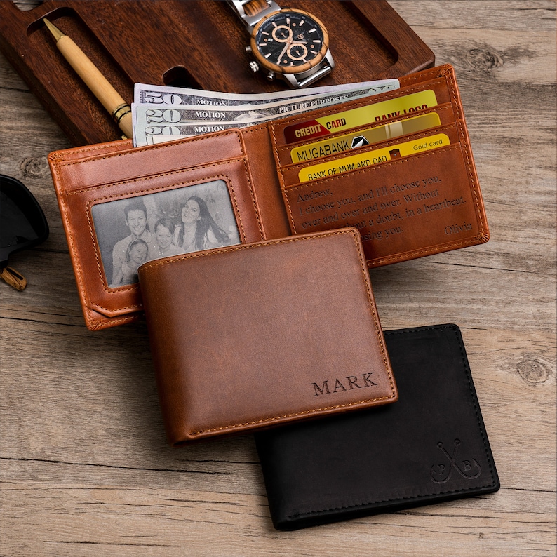 Leather Wallet Personalized Christmas Gift Mens Wallet - Etsy