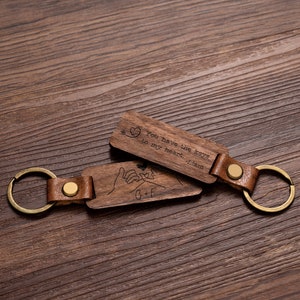 Personalized Walnut Wood Keychain, Engraved Keychain, Custom Wood Key ...