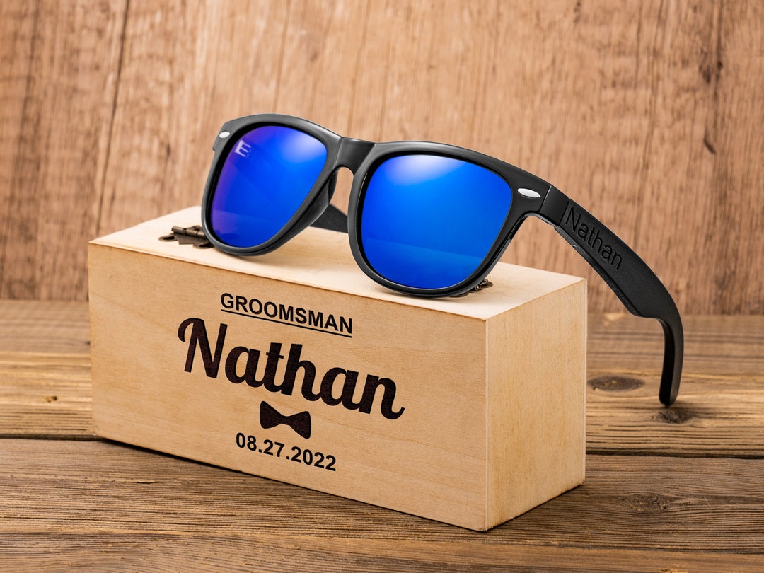 Personalized Ebony Wood Sunglasses, Engraved Wood Sunglasses, Groomsman ...
