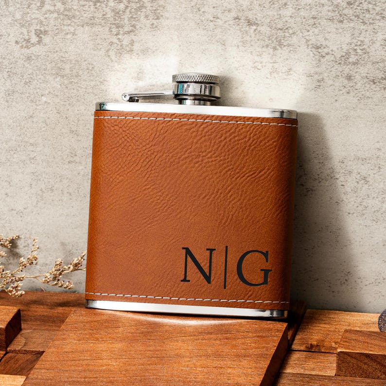 Personalized Leather Flask for Men, Groomsmen Gifts, Custom Leather ...