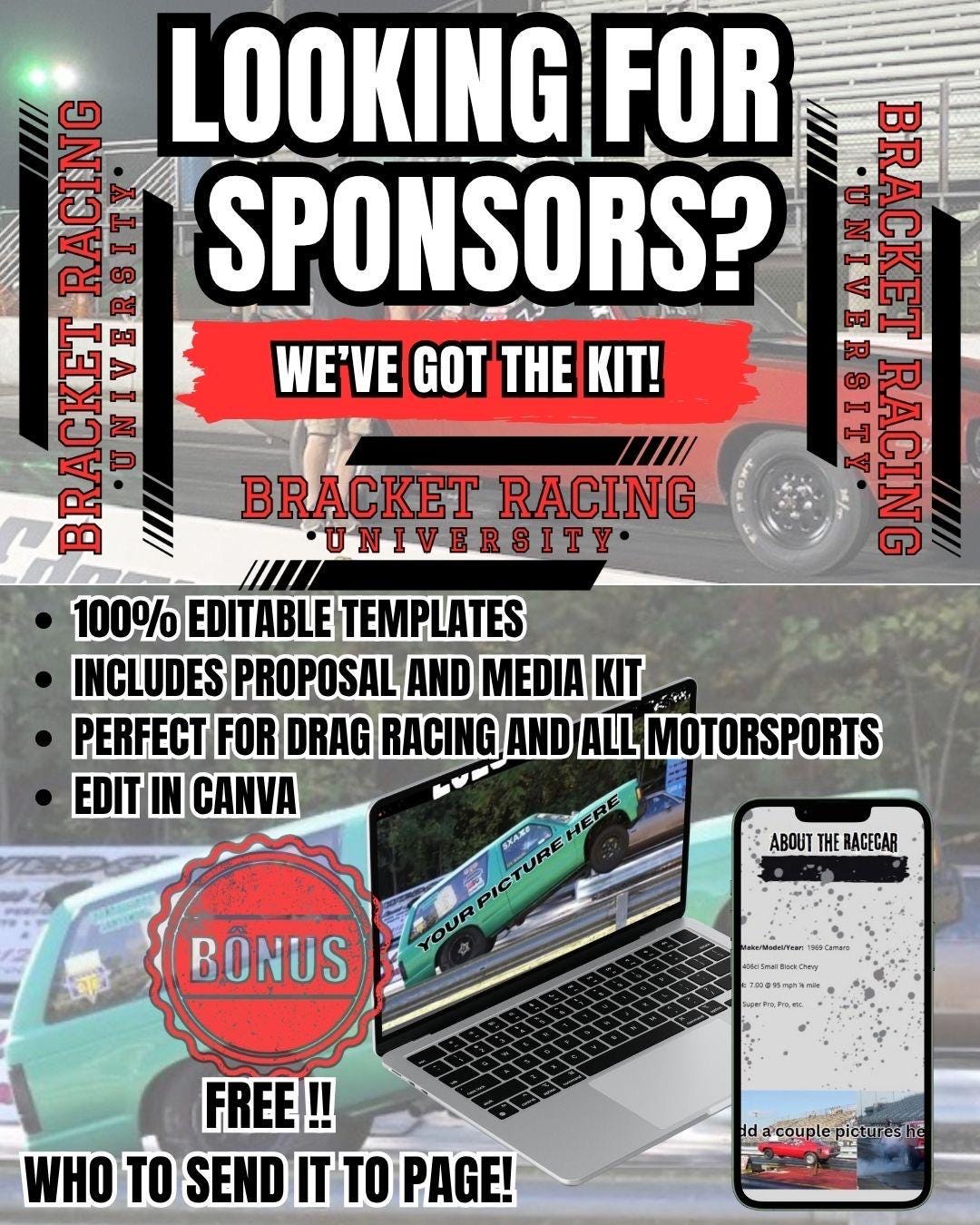 Racing Sponsorship Proposal & Media Kit Editable Canva Templates Drag ...