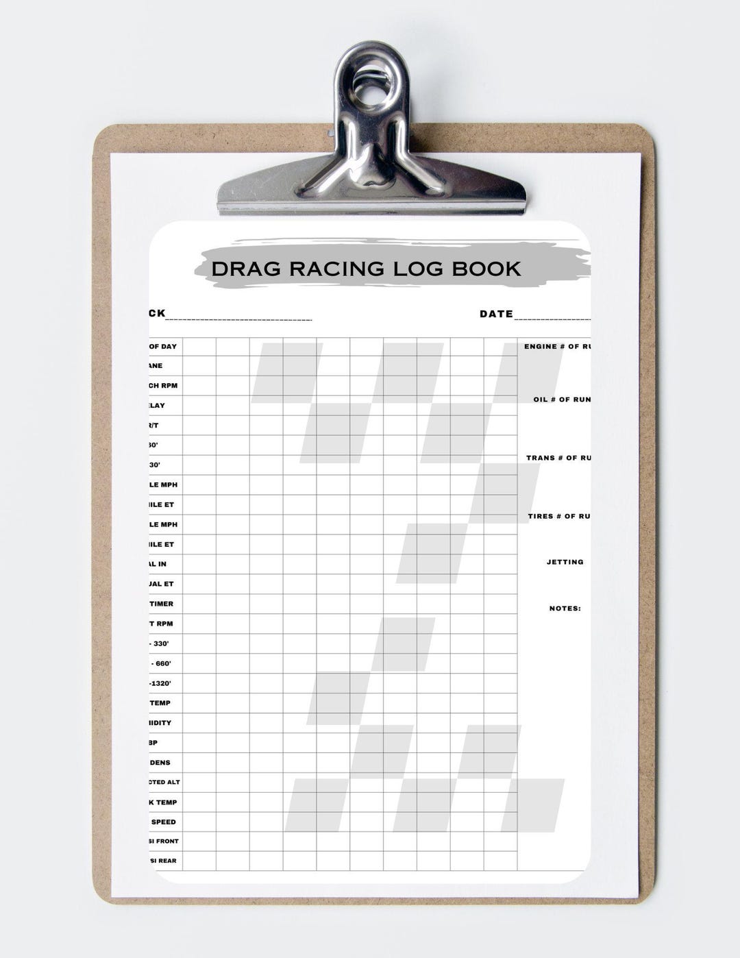 Drag Racing Log Book Bracket Racing Log Book ET Predictor Racing Data ...