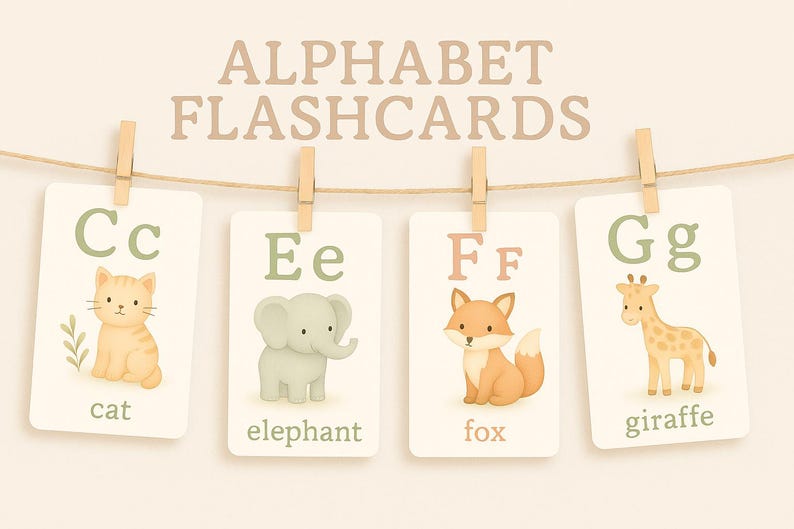 Vintage-style Animal Alphabet Flashcards | A–Z Educational Printable ...