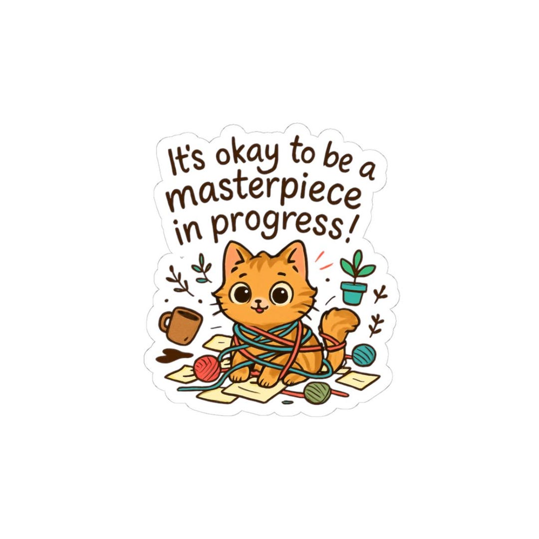 Masterpiece in Progress Cat Sticker - Etsy