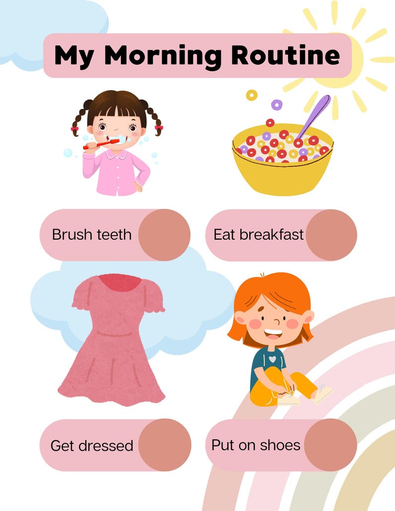 Toddler Routine Chart Printable | Morning & Night Routine + Daily Chore ...
