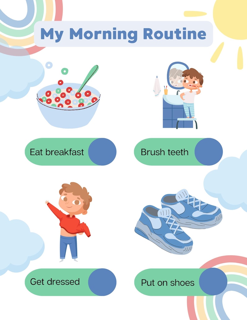 Toddler Routine Chart | Visual Morning & Night Routine + Daily Chore ...
