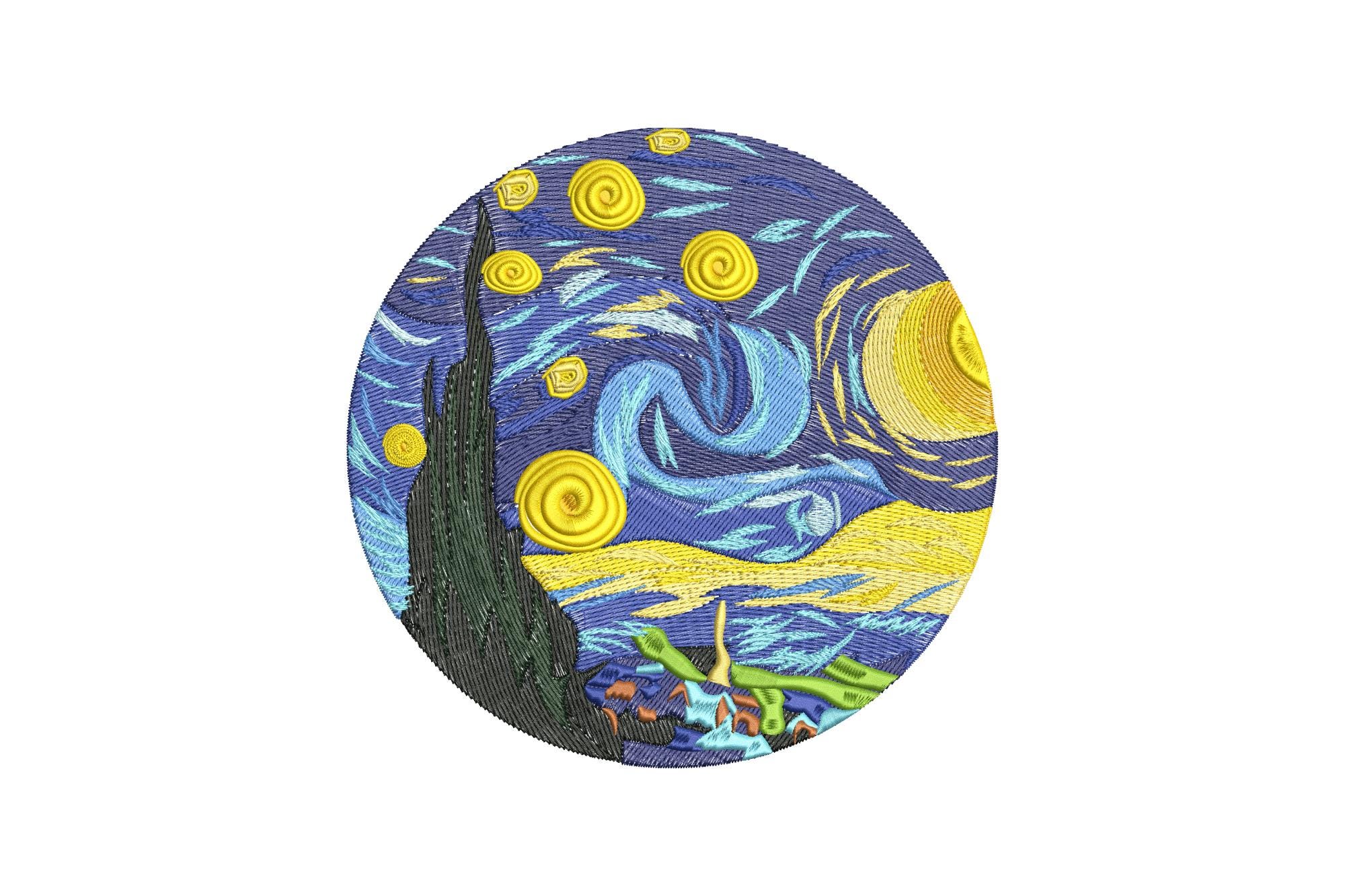 Starry Night Machine Embroidery Design, Van Gogh Embroidery Designs ...