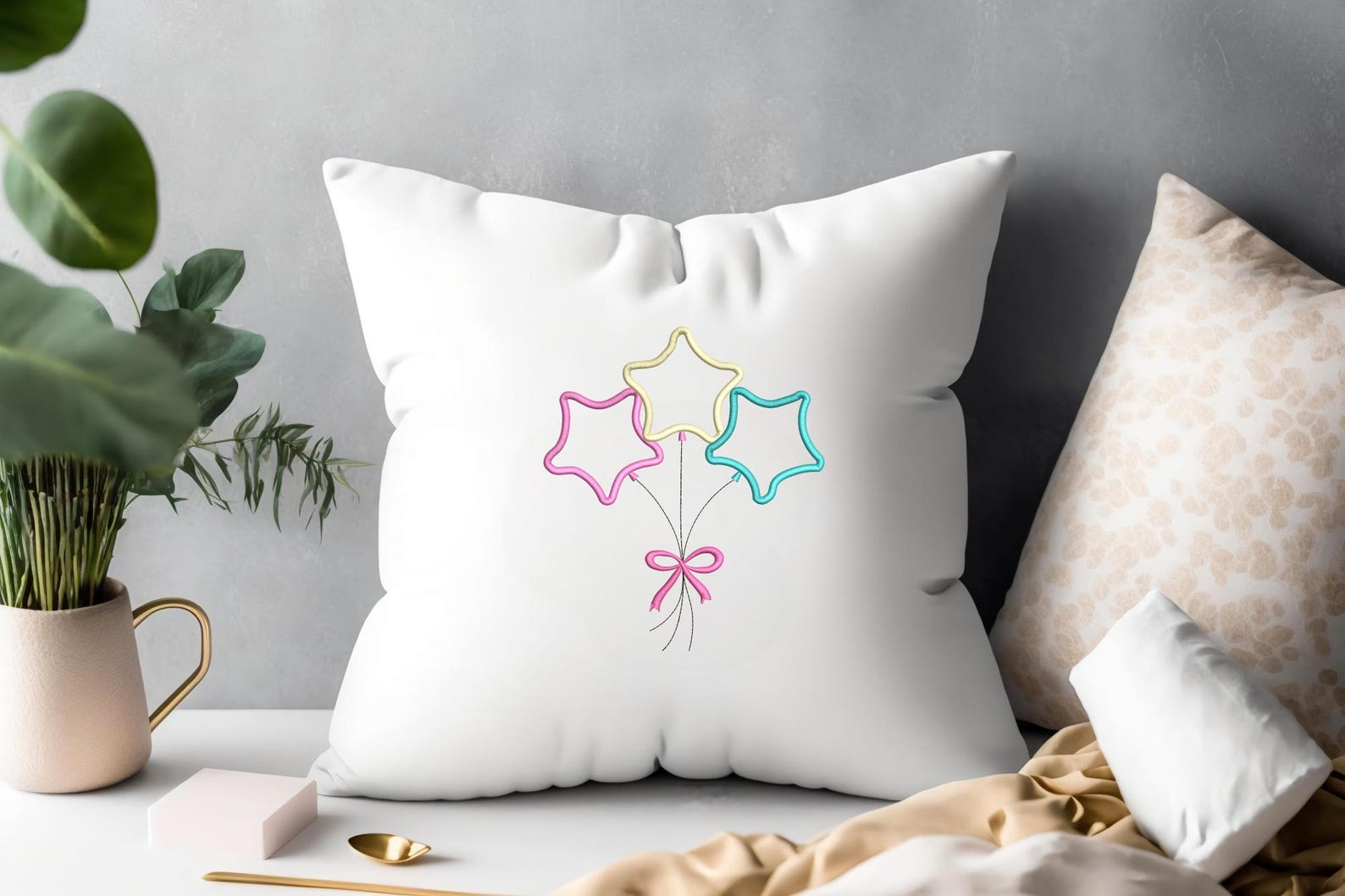 Star Machine Embroidery Design, Balloons Embroidery Designs, Star ...