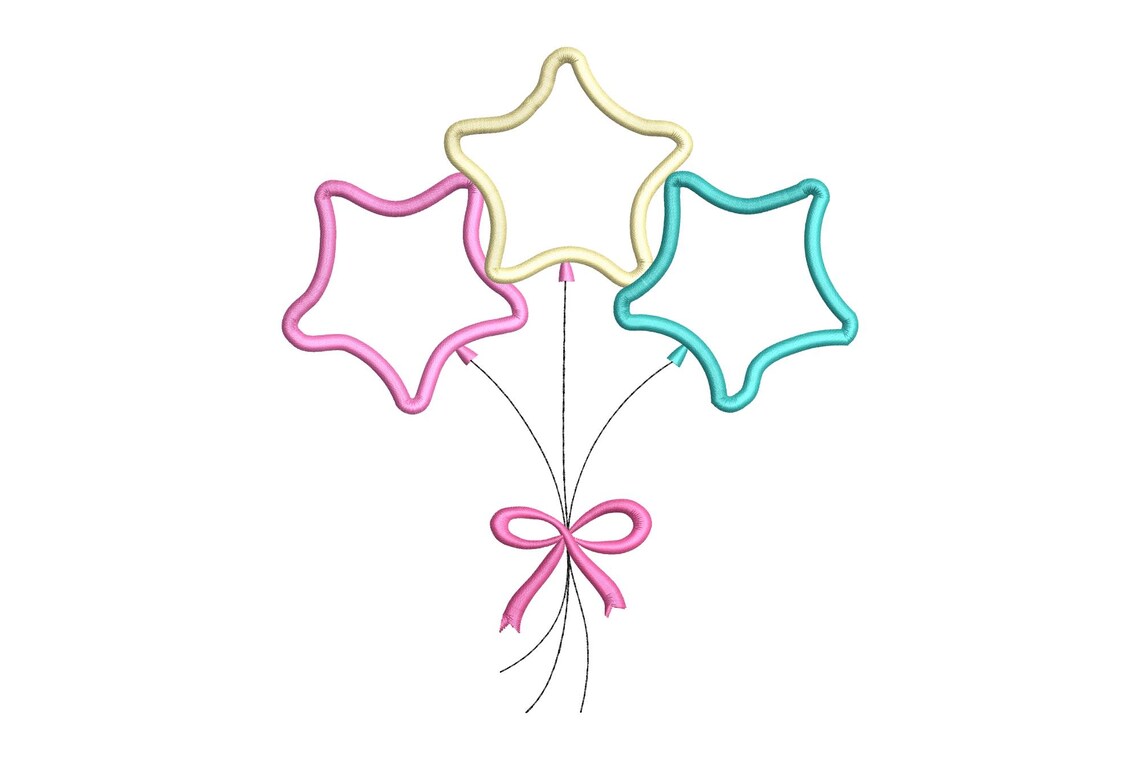 Star Machine Embroidery Design, Balloons Embroidery Designs, Star ...