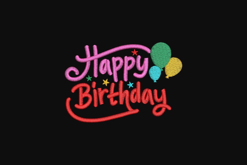 Happy Birthday Machine Embroidery Design, Birthday Balloons Embroidery ...