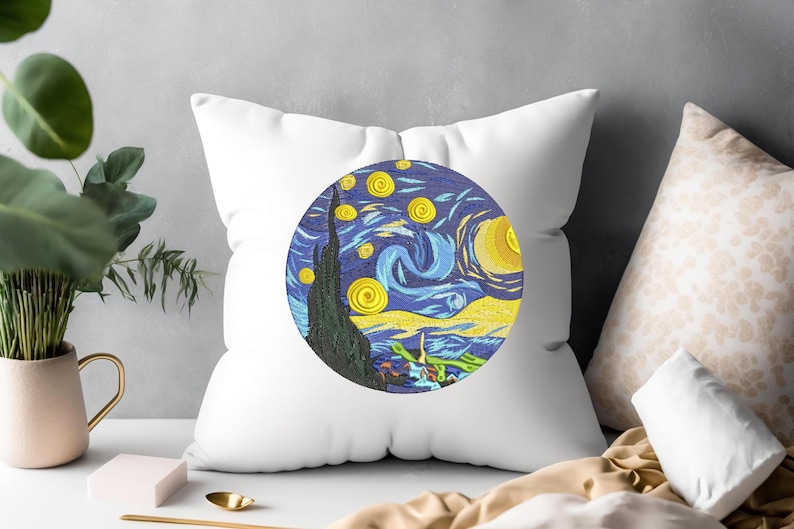 Starry Night Machine Embroidery Design, Van Gogh Embroidery Designs ...