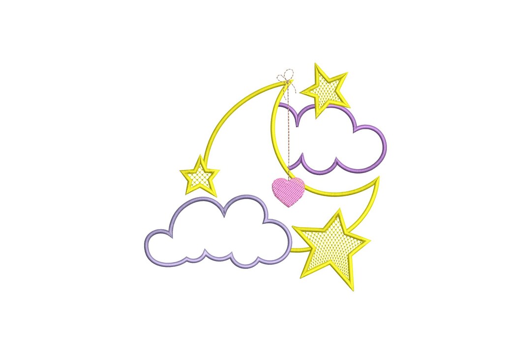 Applique Moon Machine Embroidery Design, Moon Embroidery Designs, Moon ...