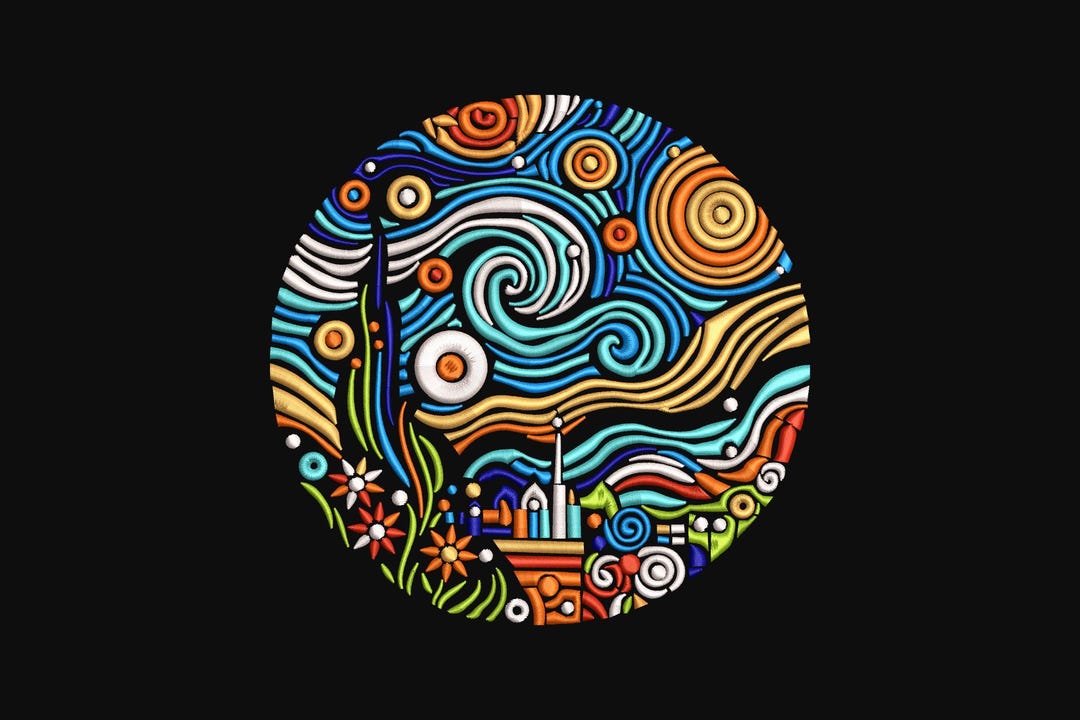 Starry Night Machine Embroidery Design, Starry Night Embroidery Designs ...