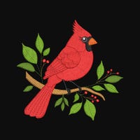 Red Cardinal Embroidery Design Bundle, Christmas Cardinal Red Bird ...