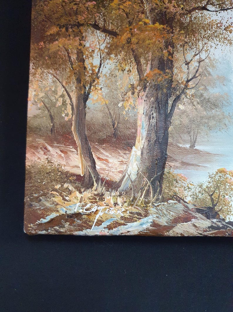 Original Autumnal River Oil Painting - Irene Cafieri - 1990s Landscape ...