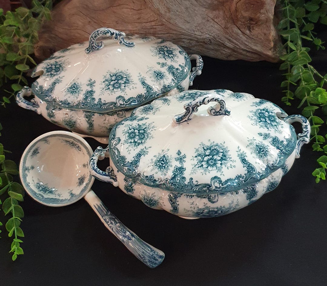 Antique Victorian Tureens – Ridgway Hughes Spode Floral Transferware ...