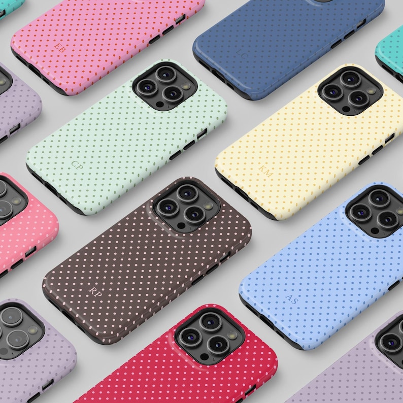 Custom Color Polka Dot Phone Case Monogram Initials iPhone Case Retro ...