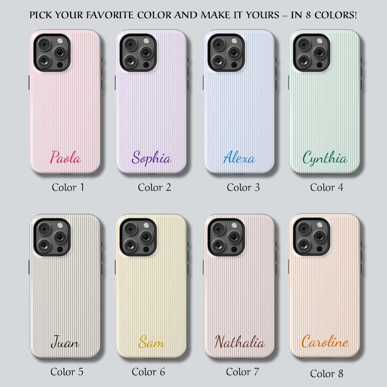 Personalized Pastel Striped Phone Case Custom Monogram Initial Name ...