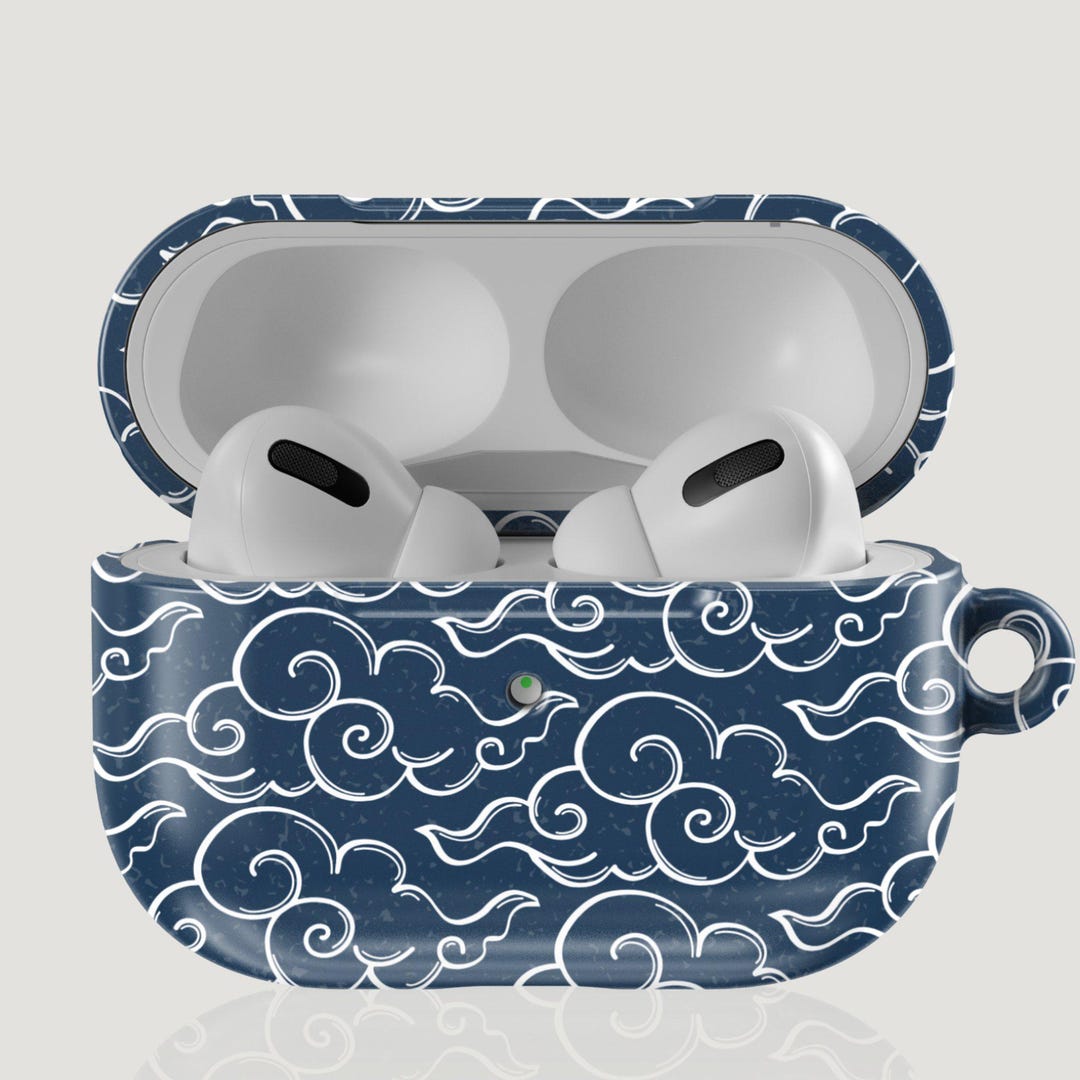 Japanese Wave AirPod Case: Indigo Cloud Art Airpods Case, Protective ...