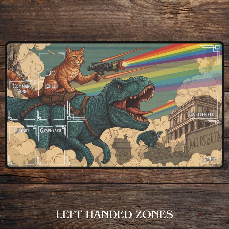 Funny TCG Playmat Dinocat MTG Playmate - Meme Mousepad & Deskmat - With ...
