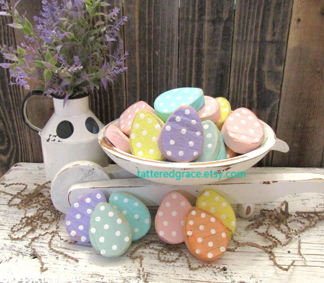 Mini Polka Dot Easter Eggs: Pastel Wood Spring Decor - Etsy