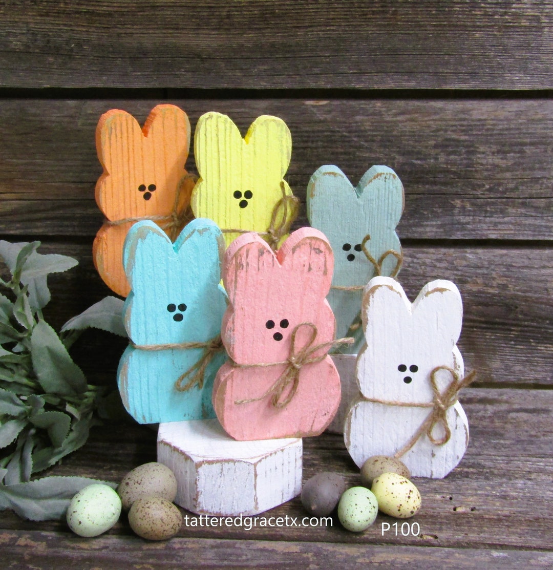 Rustic Wood Bunny Decor: Distressed Easter Peeps Bowl Fillers - Etsy