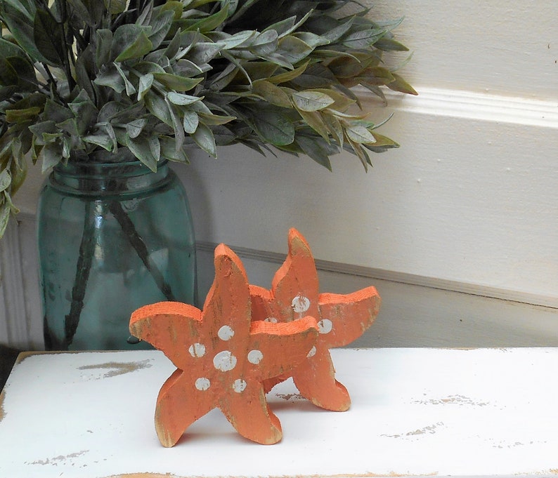 Small Wood Starfish Spring Summer Tiered Tray Decor Wooden | Etsy