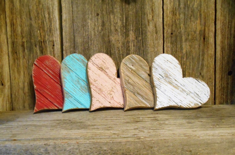 6 Wood Heart Rustic Decor Farmhouse Decor Reclaimed | Etsy
