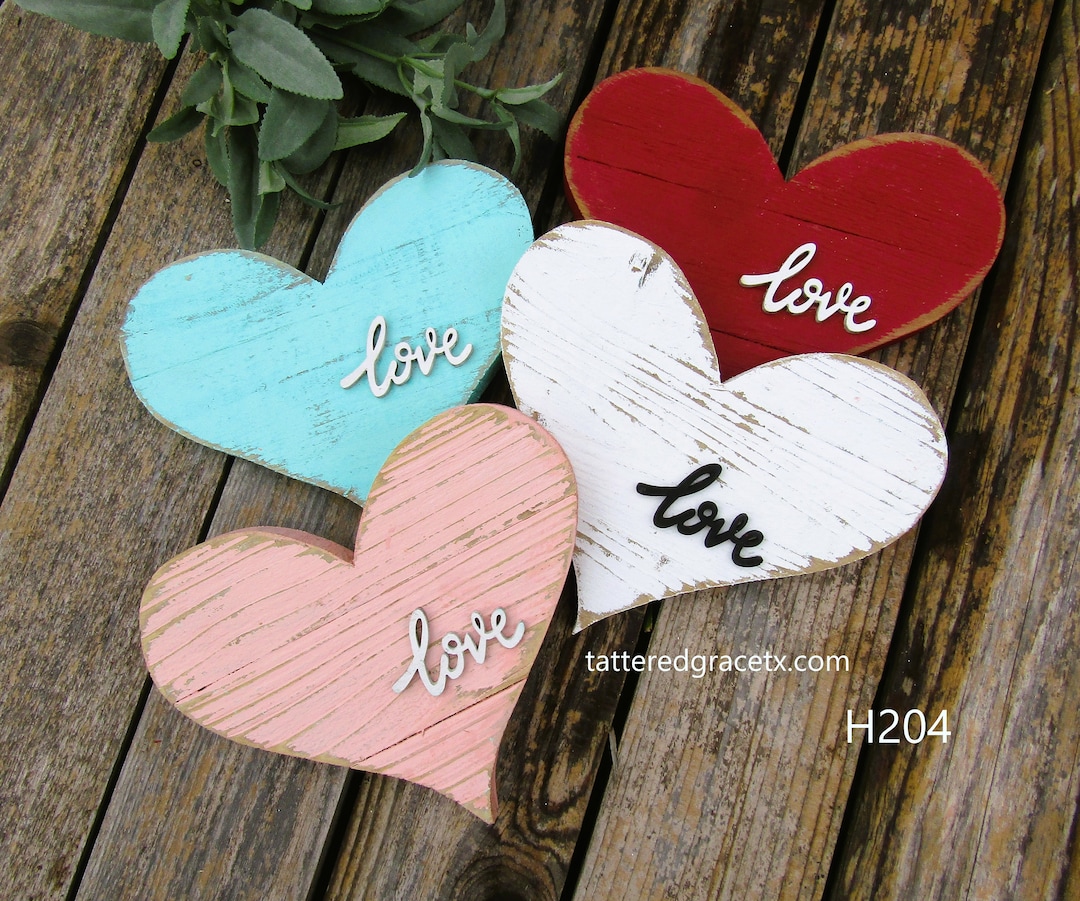 Rustic Wood Heart Shelf Sitter, Wood Wall Heart, Heart Home Decor ...