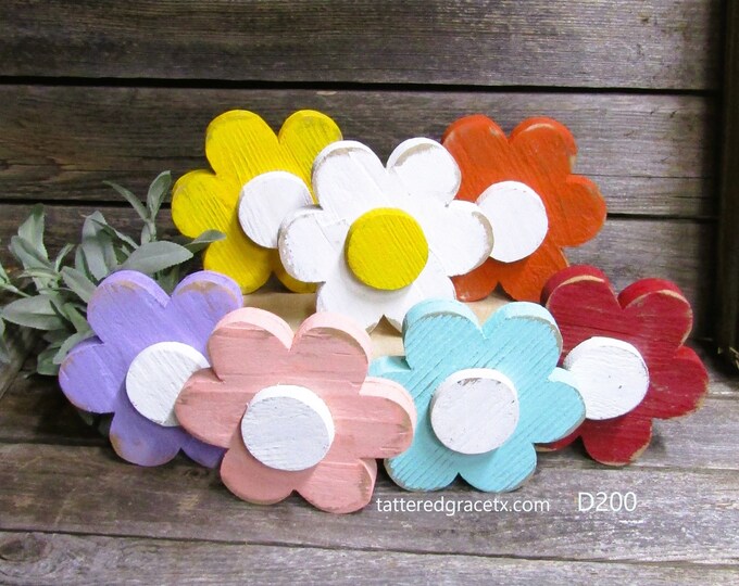 5 Inch Wood Daisy, Spring Tiered Tray Decor, Wood Flower, Spring Home ...