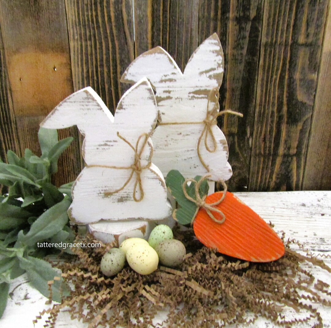 Wood Rabbit Shelf Sitter, Rustic Easter, Spring Wood Decor, Easter Gift ...