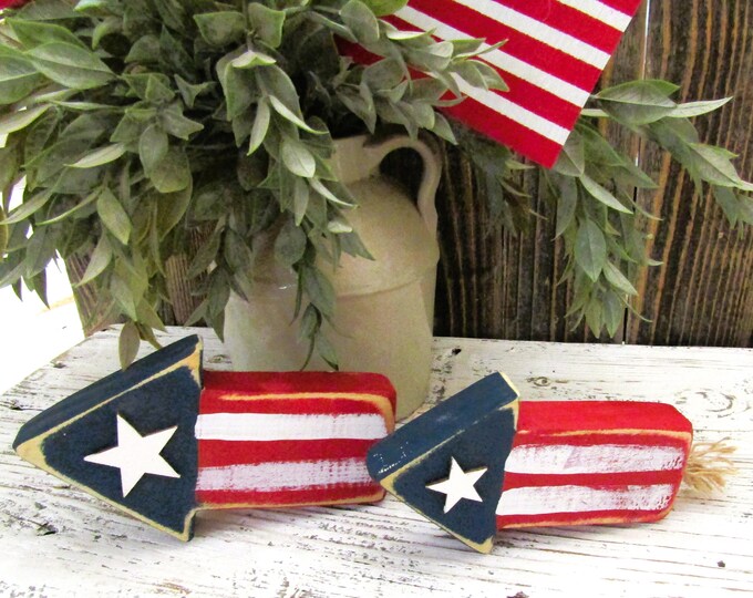 Wooden Patriotic Firecrackers, 4th of July Decor, Patriotic Rocket ...