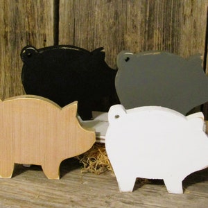 Wood Pig Shelf Sitter or Tiered Tray Decor, Wooden Farm Animal, Small ...