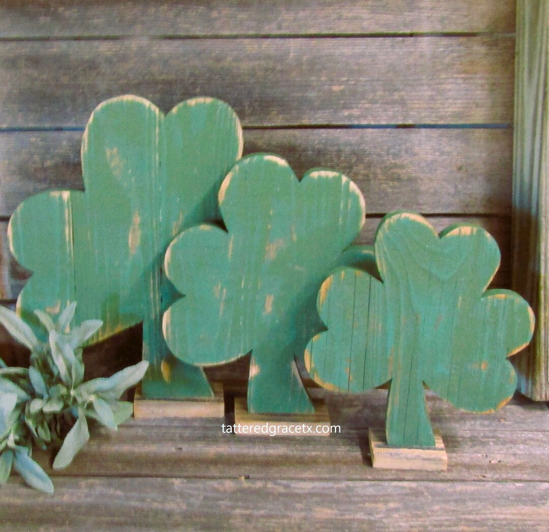 Rustic Table Top Shamrock Set of 3, St. Patrick's Day Decor, Shamrock ...