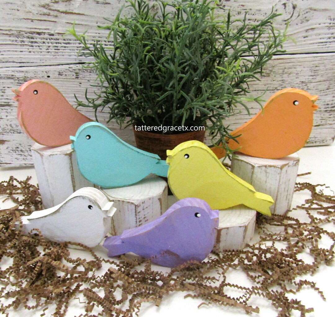 Rustic Wooden Bird Shelf Sitter: Spring Tiered Tray Decor - Etsy