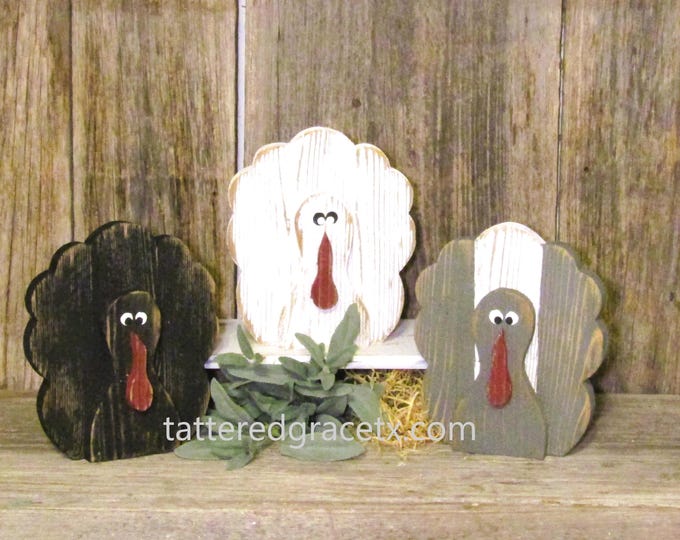 Recycled Wood Turkey Shelf Sitter: Rustic Fall Decor - Etsy