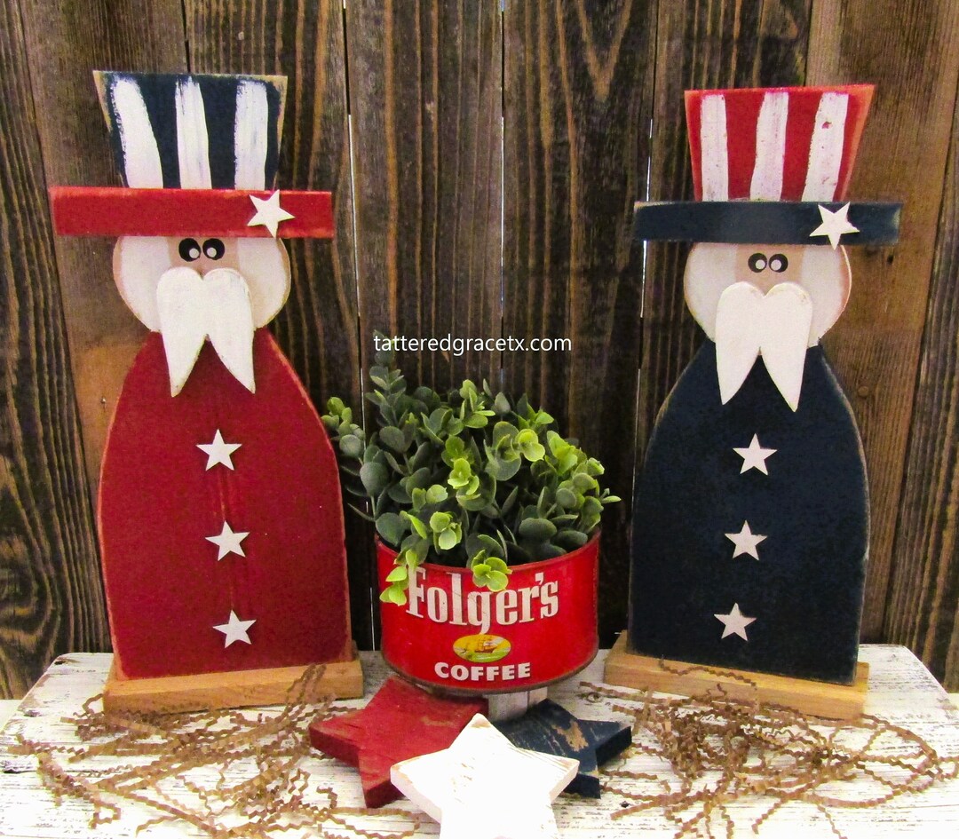 Patriotic Uncle Sam Table Decor, Americana Decor, Fourth of July, Porch ...