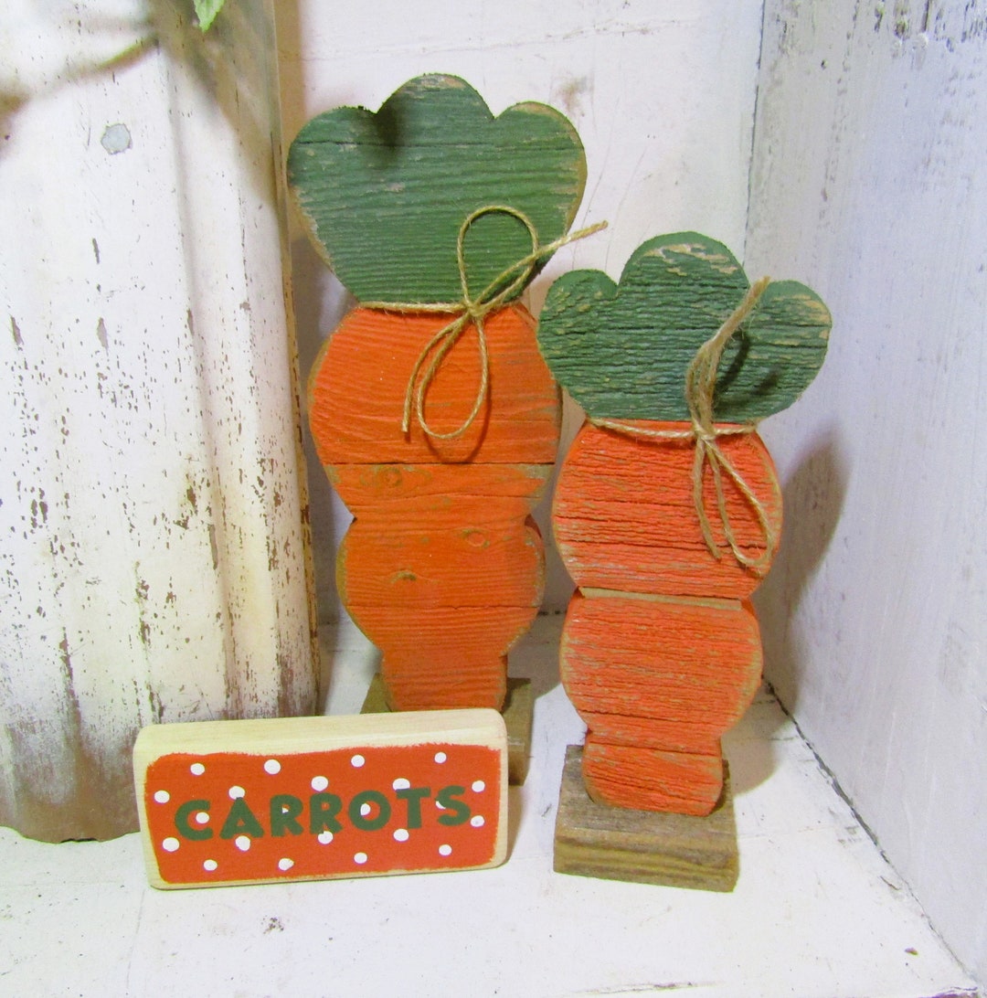 Standing Wood Carrots, Rustic Easter Decor, Wood Carrots, Easter ...