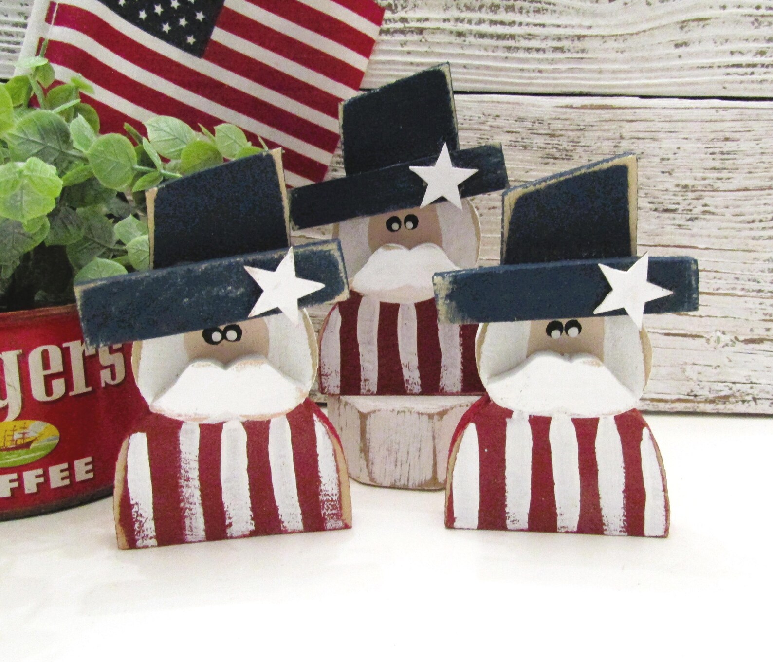 5 Inch Rustic Uncle Sam, Patriotic Bowl Filler, Independence Day Decor, Fourth of July ...