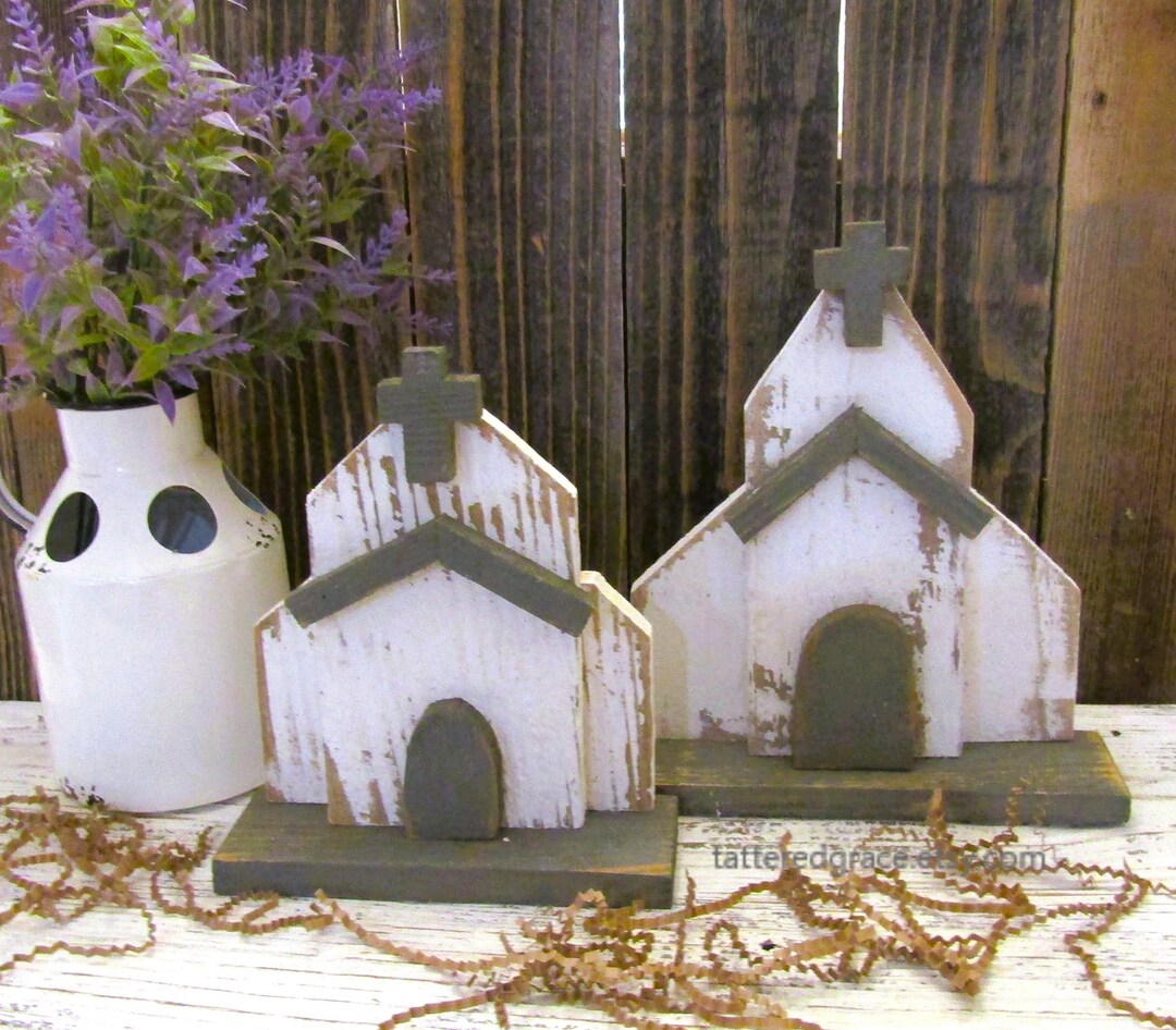 Small Wood Church, Religious Decoration, Reclaimed Wood Church ...