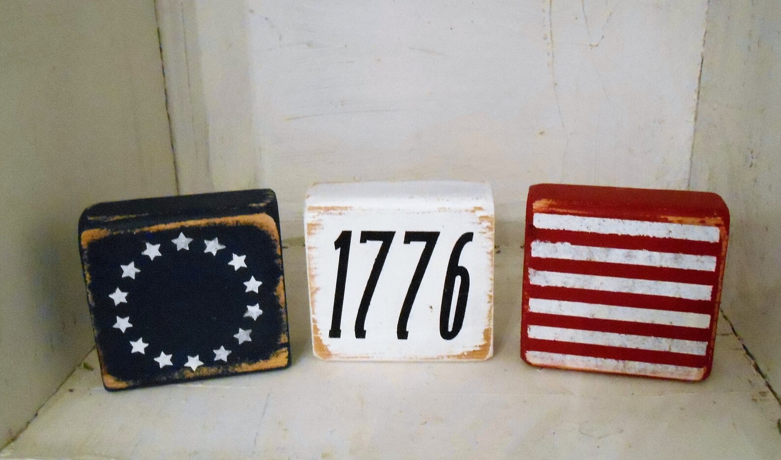 Rustic Wood Patriotic Blocks Set of 3 Rustic Americana Decor - Etsy