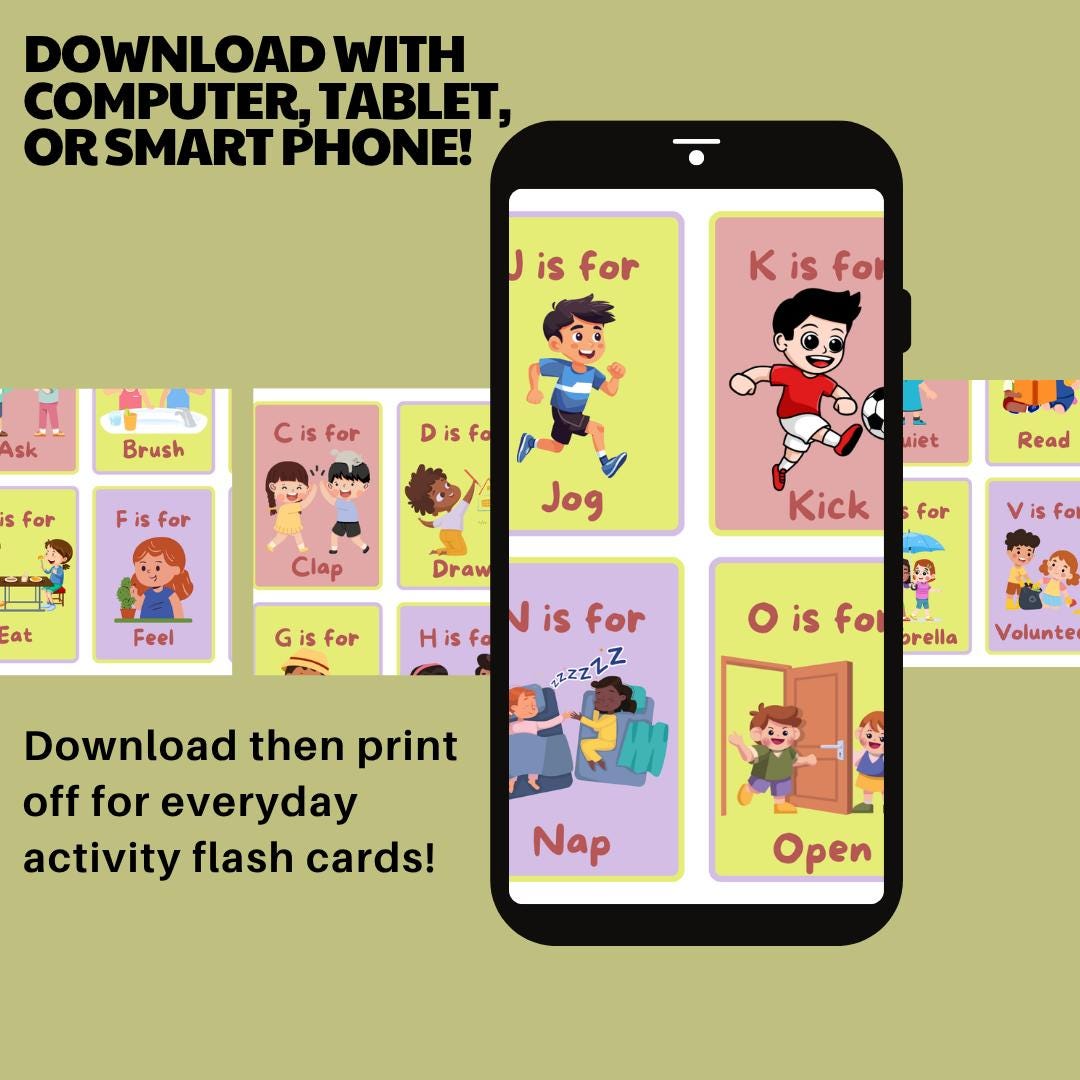 Digital Flash Cards With Everyday Activities Fun Learning for Toddlers ...