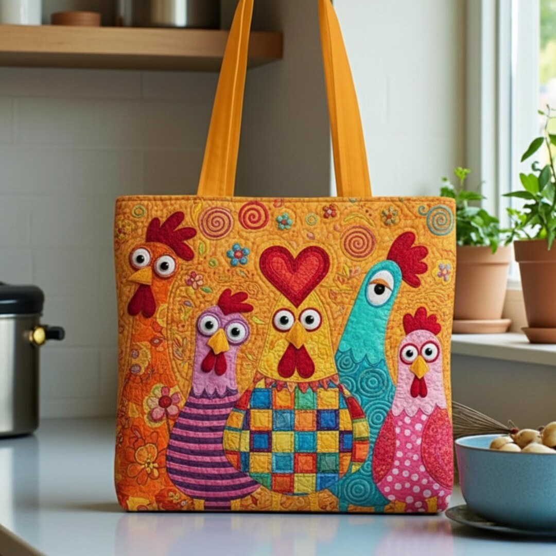 Chicken Tote Bag, Funny Colorful Chicken Bag, Farm Animal Tote, Cute ...