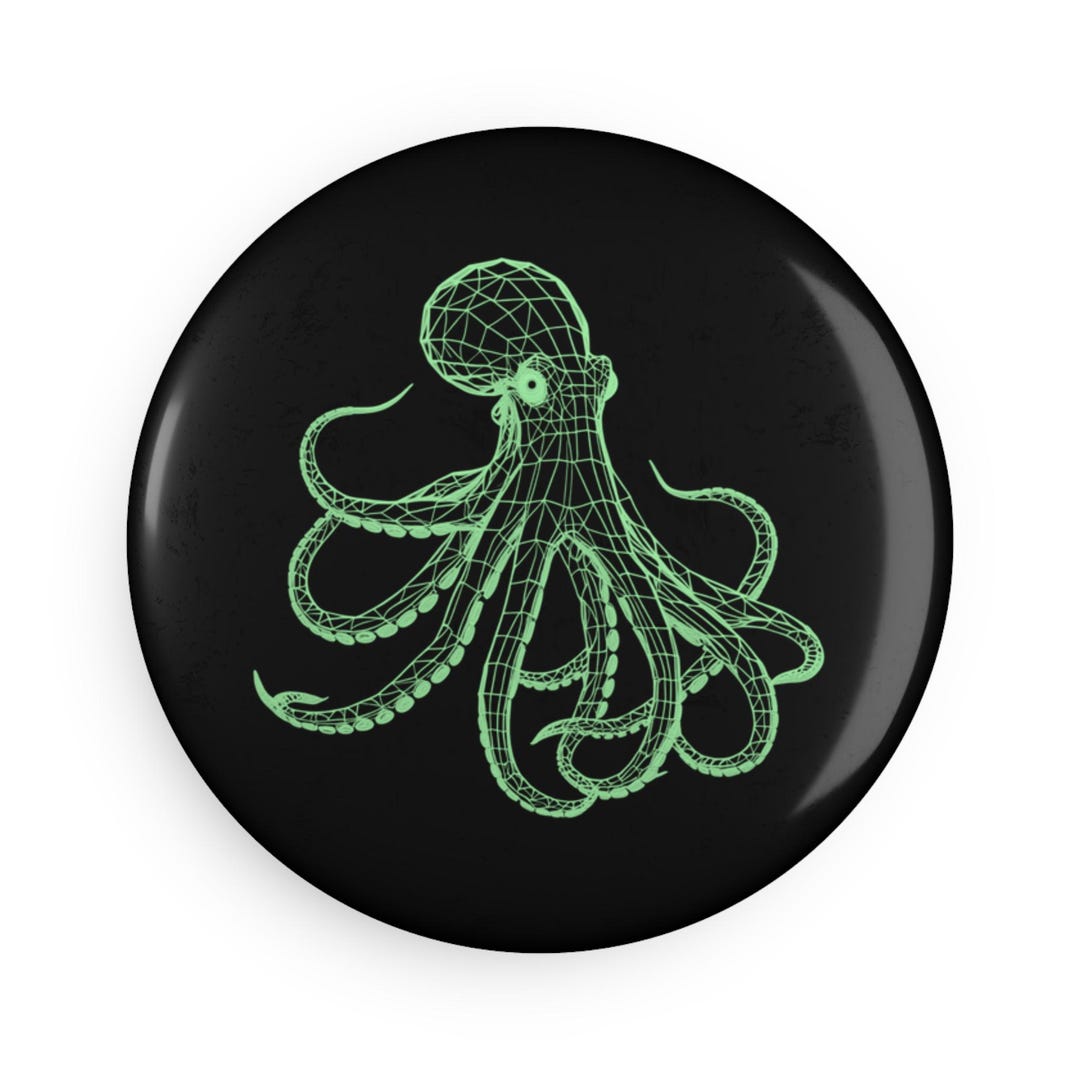 Neon Octopus Round Magnet - Etsy