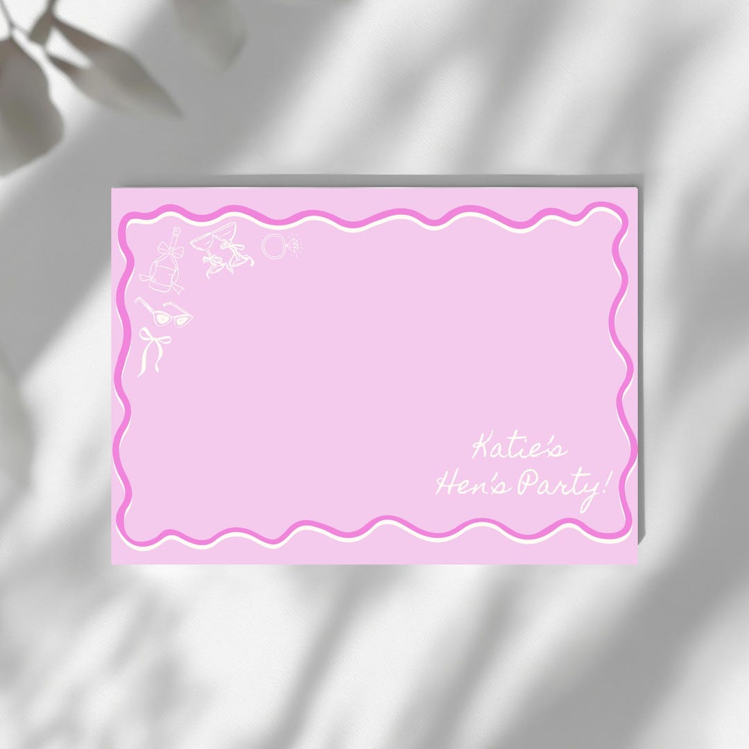Wavy Border Placemat Template | Editable in Canva | Bridal Shower, Hens ...