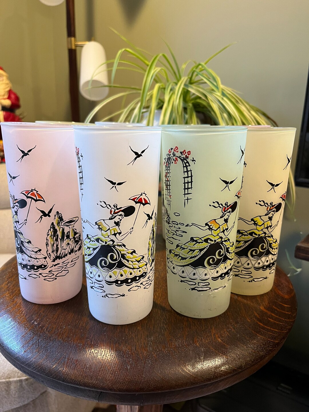 Tom Collins Ice Tea Tumblers Glasses Mid Century Pastels With Victorian ...