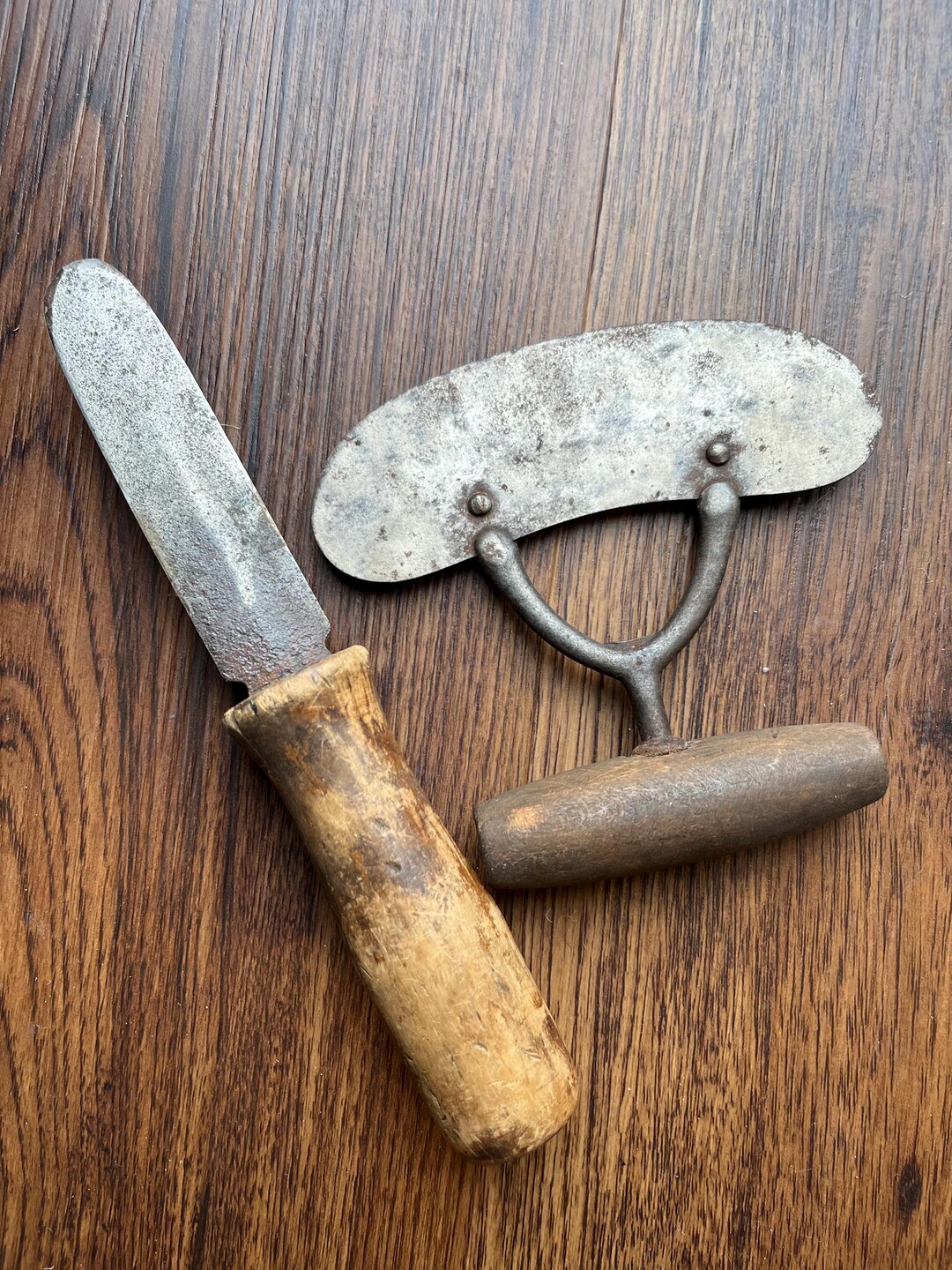 Two Antique Primitive Farmhouse Kitchen Tools, Wood Ice Chipper or ...