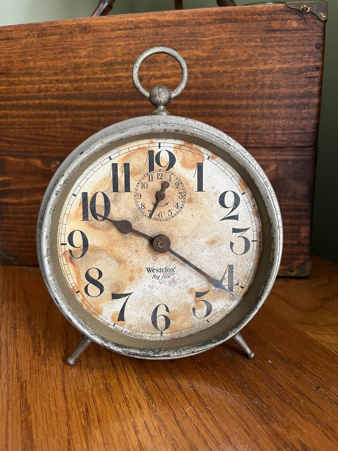 Antique Peg Leg Clock Big Ben Alarm Clock Industrial Decor Number ...