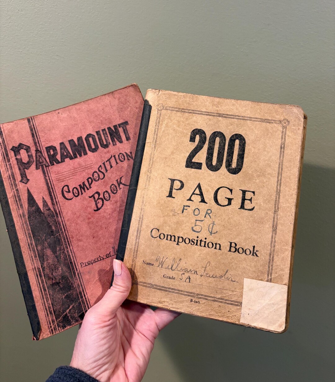 Two Antique 1920s Handwritten Composition Notebooks, Middle School ...